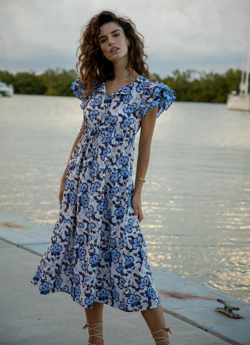Bindu Charlotte Dress - Floral White – Luck Lafayette
