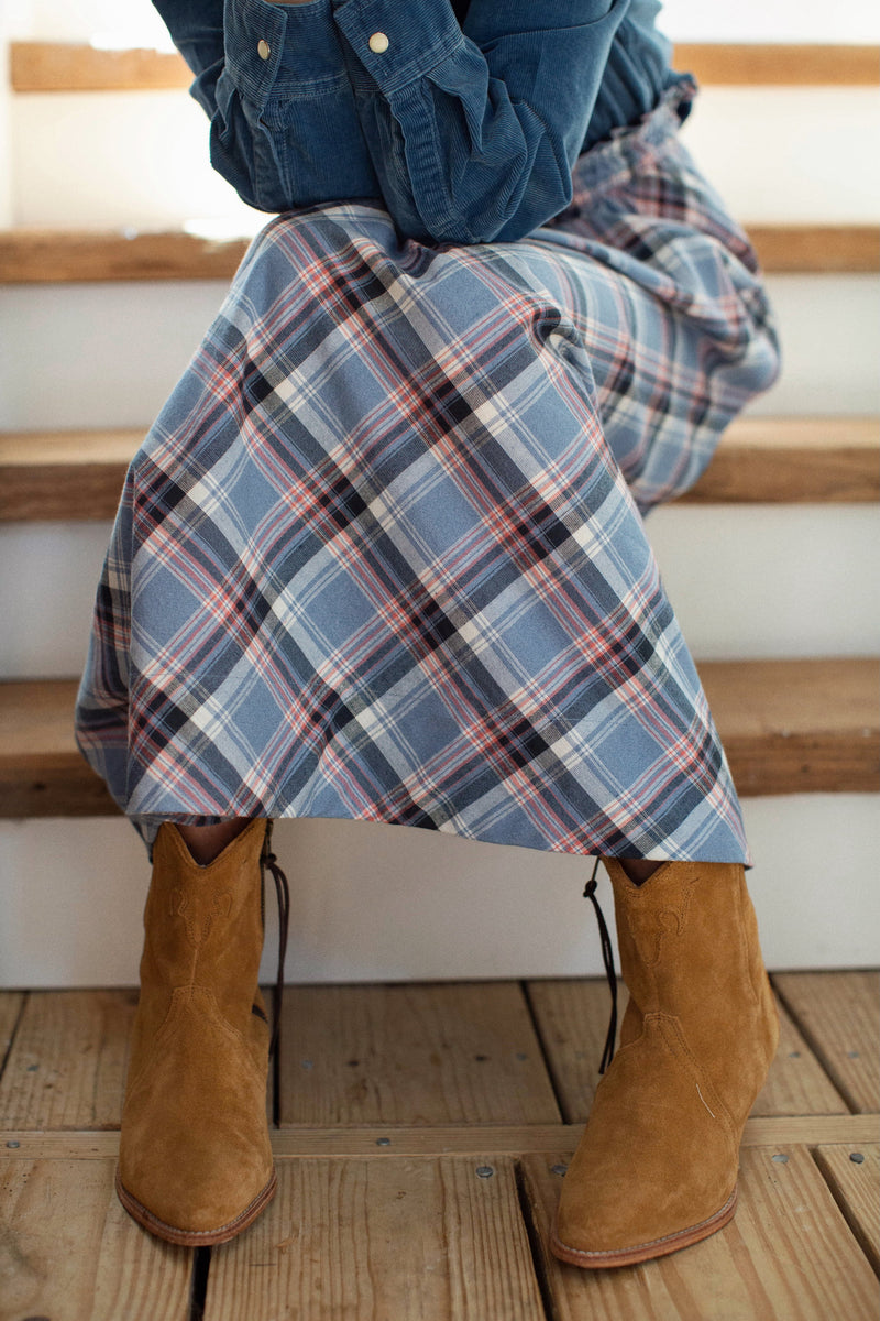 Marea Lydia Skirt - Harbor Blue Check – Luck Lafayette